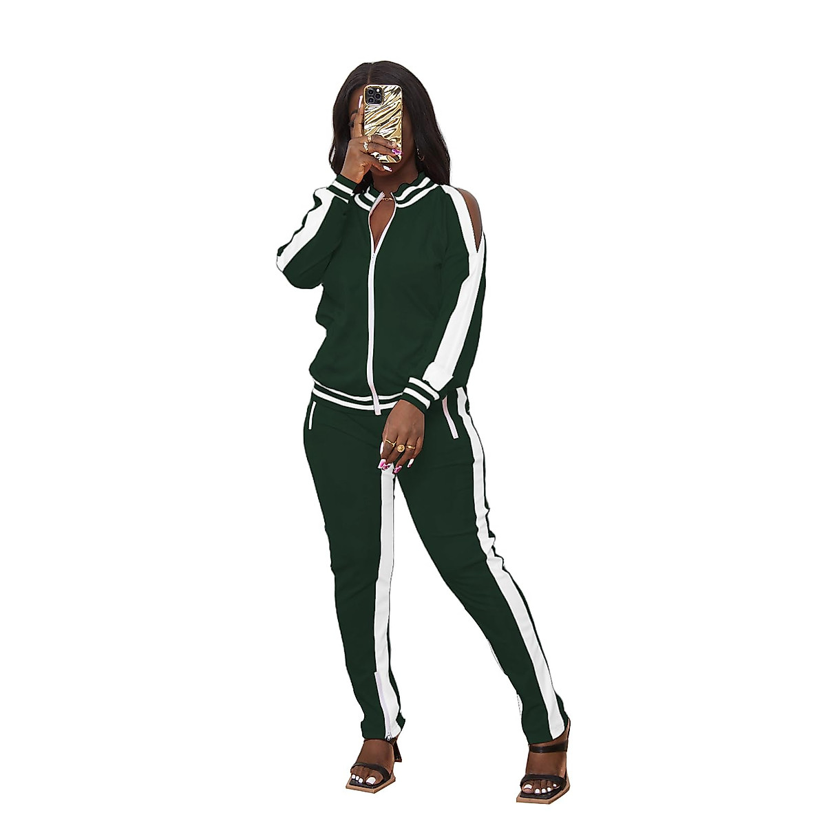 TOPONSKY Lounge Wear Set Outfits Jogger Outfitswomen Grey Sweat Suits Women Dark Green M