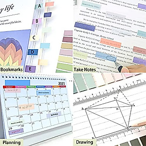 Eodohun 1200 Pcs Sticky Tabs Index Tabs Book Tabs Transparent Sticky Notes Writable and Multifunctional Tabs with Ruler Reminder Tabs for Page Markers or Book Reading Notes Sorting Files(6 Pack)