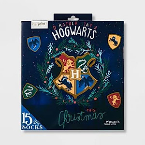 Harry Potter Countdown to Christmas Advent Calendar Set - Bundle with 15 Pairs of Harry Potter Socks for Women Size 4-10 | Harry Potter Gift Box Set