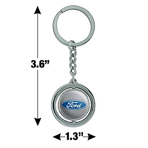 GRAPHICS & MORE Ford Motor Company Blue Oval Logo Keychain Spinning Round Chrome Plated Metal