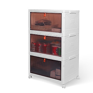 Large Capacity Stackable Storage Bins - Organize Storage Bins Plastic 3 Tier 96Qt White, Stackable Storage Containers with Lids 24Gal, Durable Foldable,Storage for Clothing, Toys, Tools, Books...