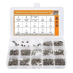 500PCS M.2 SSD Screw Kit, M.2 Standoff and Screw Kit for Asus Gigabyte MSI ASRock Motherboards, M.2 M2.5 M3 SSD Mounting Screws for Asus HP Dell Lenovo MSI Laptop Notebook DIY PC Computer