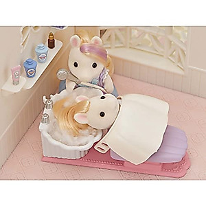 Calico Critters Pony's Stylish Hair Salon - 2-Story Salon Playset w/ Poseable Figure & 40+ Hair Styling Accessories for Ages 3+