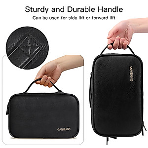 GANIBAGS Toiletry Bag for Men, Travel Organizer Leather Dopp Kit Water-resistant Shaving Bag for Toiletries Accessories… (Black)