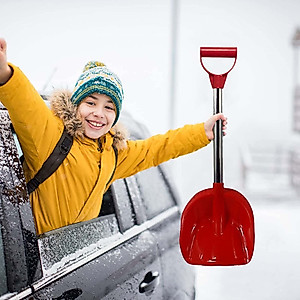 Kid Snow Shovel with Stainless Steel Handle, 23.2" Durable Shovel for Snow Removal, Winter Shovel with Handle for Digging Sand and Beach Fun Gift (Hot Pink)