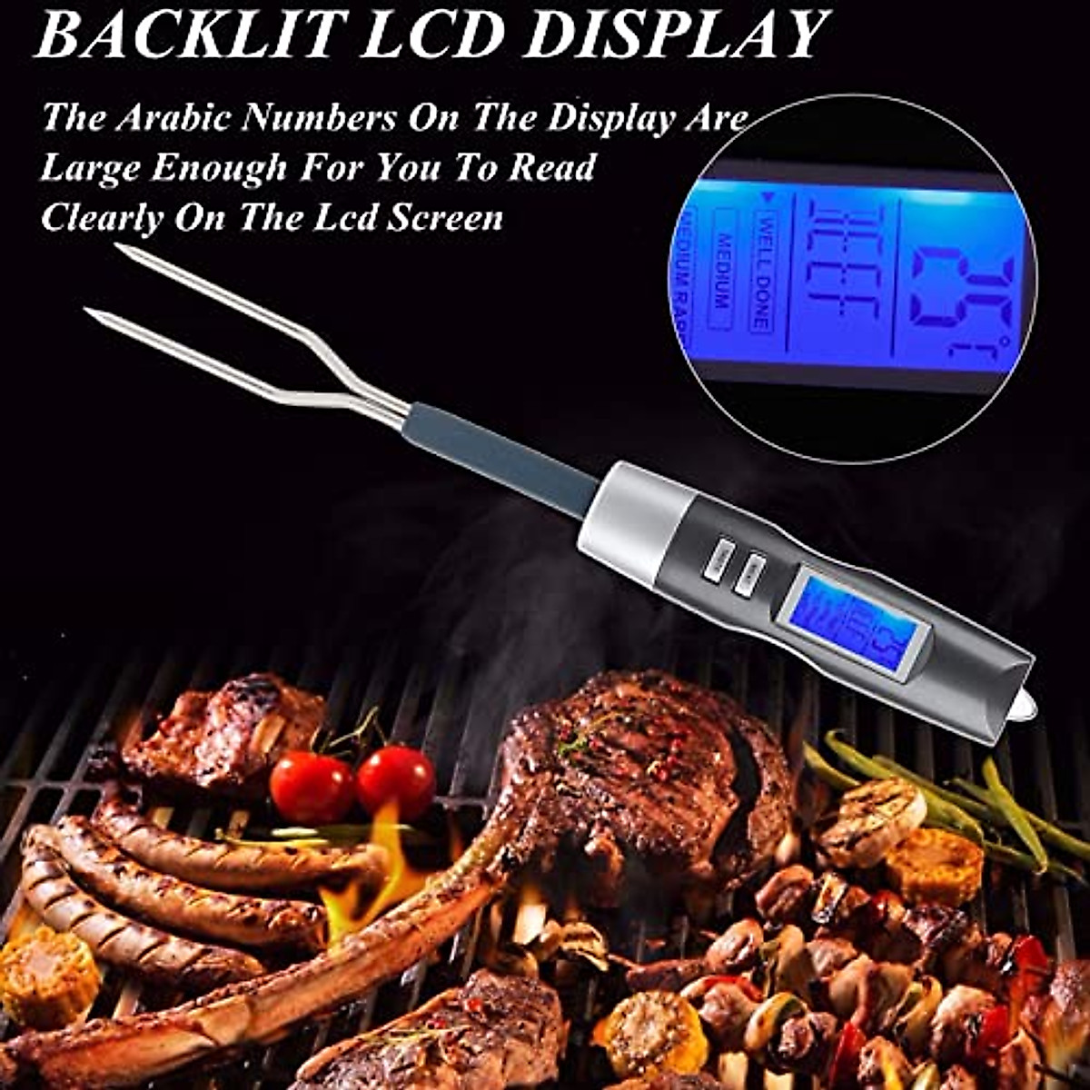 Meat Thermometer, Digital Thermometer Grill Fork, for Meat BBQ