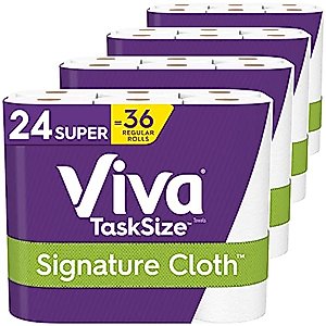 Viva Signature Cloth Paper Towels, Task Size - 24 Super Rolls (4 Packs of 6 Rolls) = 36 Regular Rolls (81 Sheets Per Roll)