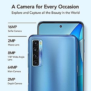 TCL 20S Unlocked Android Smartphone with 6.67” Dotch FHD+ Display, 64MP Quad Rear Camera System, 128GB+4GB RAM, 5000mAh Battery with Fast Charging, North Star Blue