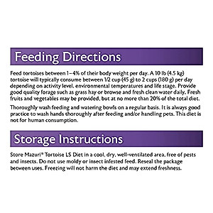 Mazuri | Tortoise LS Diet for African Spurred/Sulcata, Desert, Egyptian, Galapagos, Gopher, Greek, Leopard, Pancake, Radiated or Yellow-Footed tortoise, | 12 Ounce (12 OZ) Bag