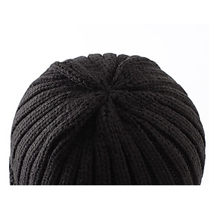 Home Prefer Men's Winter Hats Acrylic Knit Beanie Watch Cap Cold Weather Snow Ski Beanie Hat with Lining Black