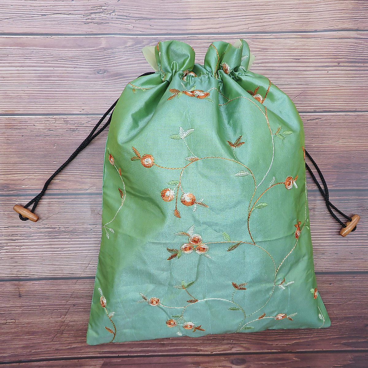 Ouyatoyu 4pcs Embroidered Silk Flower Design Jacquard Travel Bag, Laundry Bags Shoe Bags, Lingerie Bags Underwear Bags for Travel Storage for Men Women Washable Cloth Shoe Bags