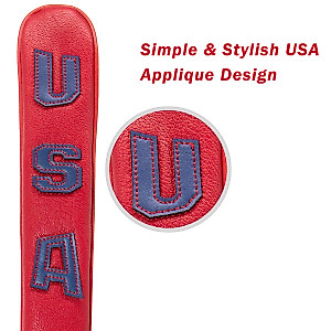 barudan golf Patriotic Well Made Red Blue White Leather Alignment Stick Cover Covers Holder 13' Hold at Least 2 Sticks American Flag Sticks Headcover for Callaway Sticks Red