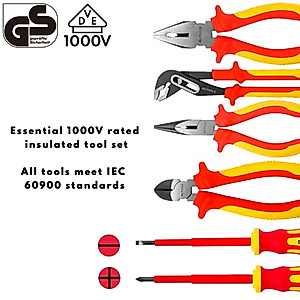 BILITOOLS Insulated Screwdriver & Pliers Set, 1000V Electrical Tools for Electrician Magnetic Phillips Slotted Pozidriv Tips
