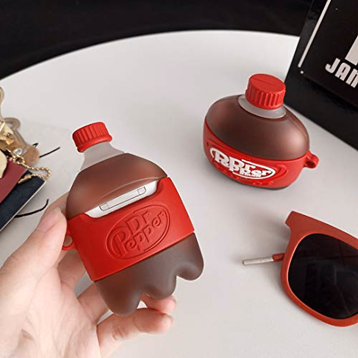 Shineyii for Airpod 2/1 Case Soft Silicone Cute Cartoon Kawaii Funny Cover Fashion Drink Protective Skin Accessories Keychain Girls Teens Cases for Air Pods Compatible with Airpods 2&1, Dr Pepper