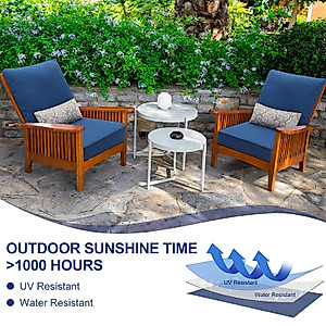 24"x24" Waterproof Outdoor Deep Seat Cushion Set, Patio Furniture Seat Cushion Set, Fabric Sponge Foam, Detachable/Washable, Dark Blue Color Set of 6 (2 Back 2 Seater 2 Pillow)