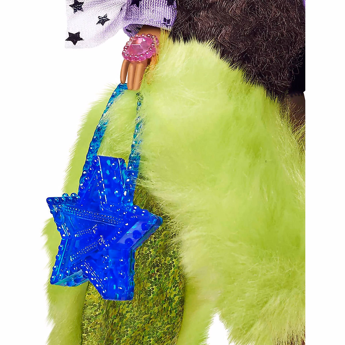 Barbie Extra Doll & Accessories with Long Pigtails & Rainbow Hair Ties in Shorts & Furry Shrug with Pet Pomeranian