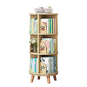 IOCCIOBB Bookcases Rotating Bookshelf Landing to Save Space Children's Picture Book Stand Corner Storage Coffee Table Shelf (Color : Wood, Size : 3 Layers (46 * 109cm))