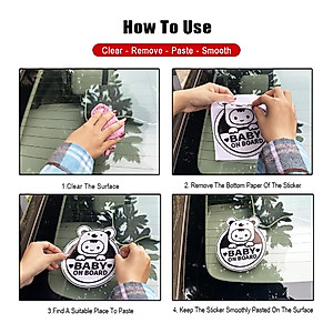 Leniutor 2Pcs Cute Koala Bear Baby On Board Car Sticker, High Intensity Reflective Baby Kids in Car Bumper Window Warning Decal, 6”x 7” (Yellow)