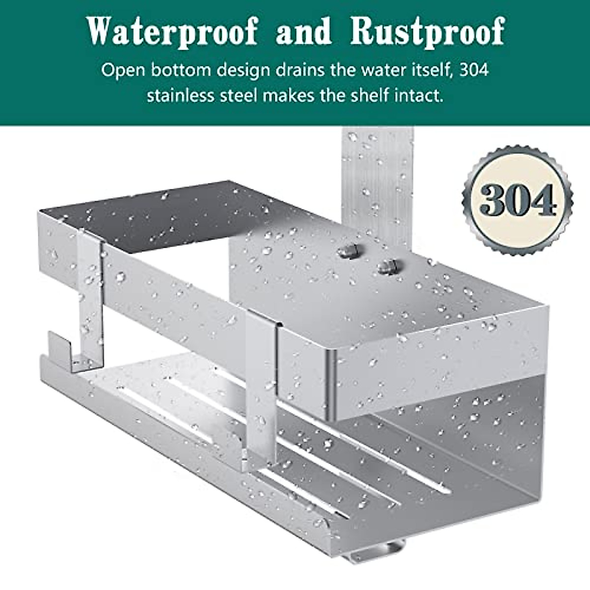 Emibele Shower Caddy Stainless Steel Hanging Glass Shower Shelf with Hooks, No Drilling Shower Basket Lotion Towel Holder for Bath Glass Door, Silver