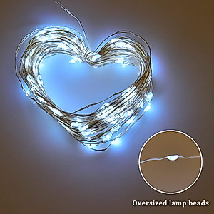 JPSR Solar String Lights Outdoor Halloween Decorations Waterproof 100-LED Copper Wire Fairy Lights 8 Modes, Twinkling Lights String for Bedroom Patio Garden Tree Party & Holiday Decor (2-Pack, White)