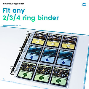 360 Pockets Binder Card Sleeves Double-Sided 9 Pocket Trading Card Pages for 3 Ring Binder, Clear Plastic Pages Sleeves for Sport Cards, Business Cards, Game Cards, Photos