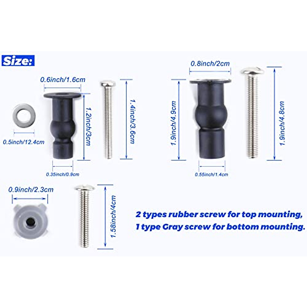 3 Pairs Toilet Seats Screw, Universal Toilet Seat Bolts, Top Fix Nuts Screws Bottom Mount Anchor Nut 1/4-20 Toilet Seat Screws Replacement Parts Fit for Kohler