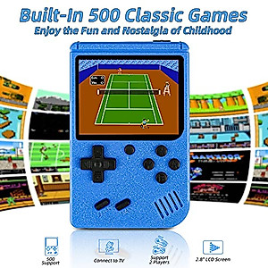 Retro Handheld Game Console, Mini Retro Game Console with 500 Preloaded Classic Games, Portable Handheld Games for Kids Adults, 3.0-Inch Screen, 1200mAh Rechargeable Battery, Support TV & 2 Players