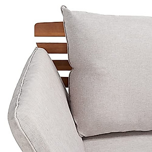 Safavieh PAT7300E Collection Emely Acacia Wood Expandable Loveseat Outdoor Daybed, Natural/Light Grey