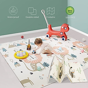 Baby Playmat for Crawling,0.6in Thick Extra Large Foldable Play Mat for Baby, Waterproof Non Toxic Anti-Slip Reversible Foam Playmat for Toddlers Kids(79 * 71 * 0.4)