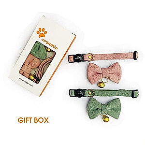 Cognatio Safety Quick Release Cat Collars, Soft Kitten Collars with Detachable Bow Tie and Bell, Pack of 2, Adjustable 20-30 cm