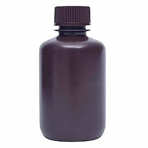 Cole-Parmer Essentials Amber Narrow-Mouth Plastic Bottle, HDPE, 125mL (4oz); 12/PK