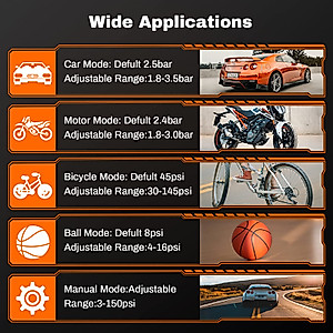 Kapopop K1 Tire Inflator Portable Air Compressor,4X Faster 150PSI & 20000mAh Cordless Air Pump for Car Tires,Bikes,Motorcycles & Balls,with Pressure Gauge,LCD Display,Emergency LED Light,Auto Shut-Off