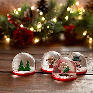 THE TWIDDLERS 4 Mini Christmas Winter Snow Globes for Kids - Gift, Decoration, Xmas Stocking Stuffers, Giveaways
