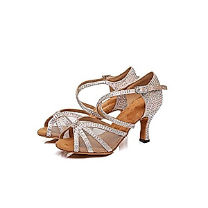 Pierides Women's Rhinestone Ballroom Dance Shoes Performance Wedding Party Shoes for 1920s,2" Heel,10 US