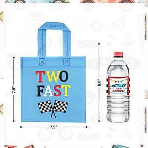 20Pcs Race Car Two Fast Party Favor Bags, Race Car Party Gifts Bags Racing Birthday Party Decorations for Kids Boys Men Racing Theme 2nd Birthday Party Race Car Party Supplies