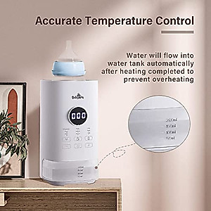 Baby Bottle Warmer, Bottle Warmer for Breastmilk/Formula, 5-in-1 Food Heater, Baby Milk Bottle Warmer with Timer, LCD Display, Accurate Temperature Control, 24H Constant Warming, Power-Off Protection