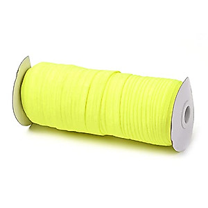 Pandahall 50 Yards Fold Over Elastic 5/8''(15mm) Solid Color Sewing Stretch Elastic Band Roll for Baby Girls Hair Bow Shorts Waist DIY Craft Hair Ties Headbands(Champagne Yellow)