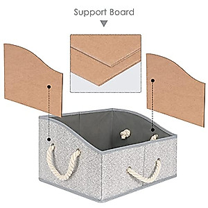 Kntiwiwo Closet Storage Bins Trapezoid Storage Baskets,Fabric Foldable Storage Bins for Shelves, Closet Bin Organizer and Storage Bins with Handles for Living Room Bedroom Office, Gray, 4-Pack