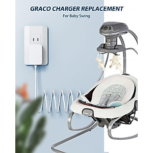 CONMDEX Graco Swing Power Cord 6ft, Replacement for Duetsoothe/DuoGlider/Graco Baby Swing/Graco Simple Sway Swing/Glider LX/Simple Sway LX, Adapter 5V Charger Baby Swing Ideal for Parents, White