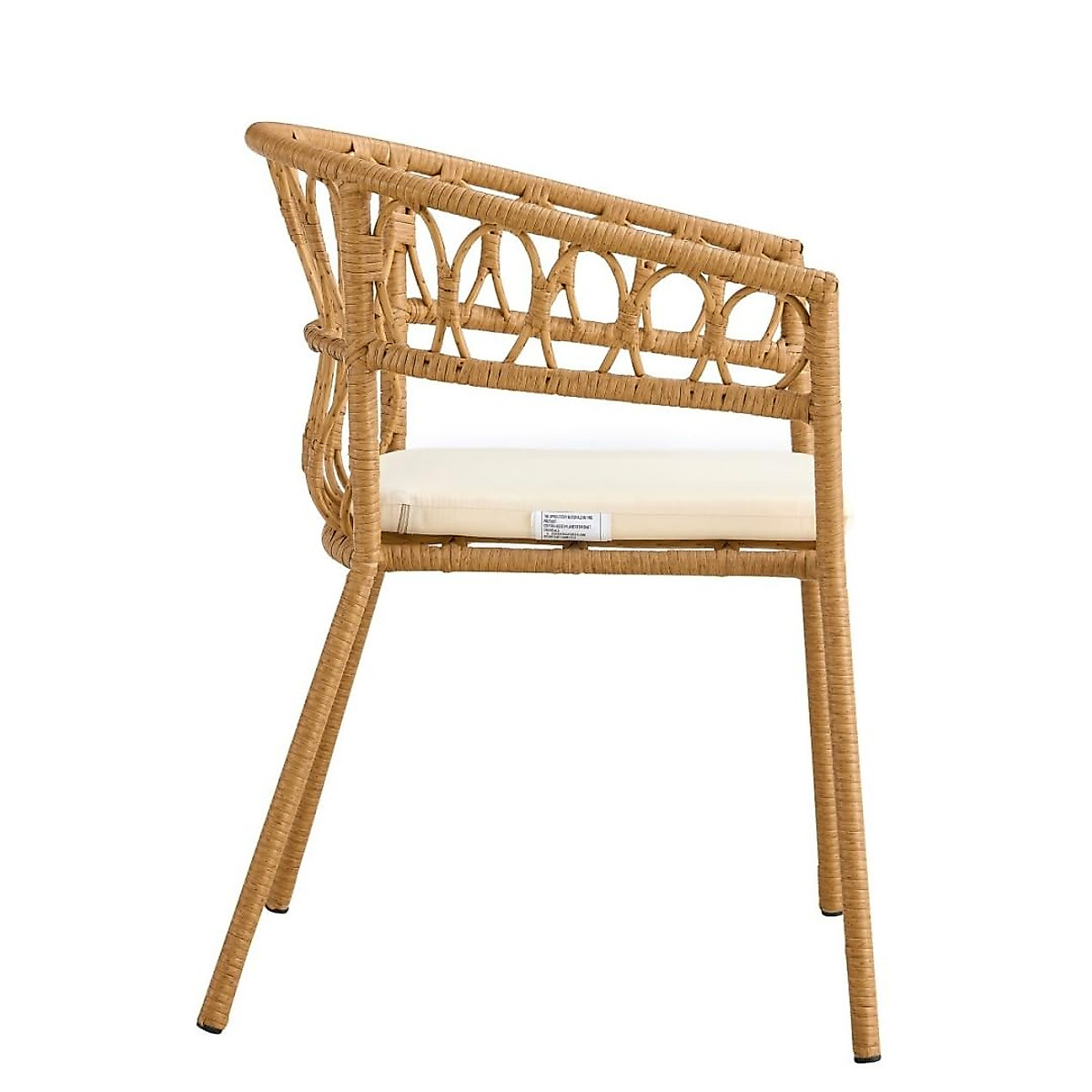 ME2 5-Piece Outdoor Patio Furniture Dining Set, All-Weather Simple Bamboo Conversation Set with Soft Cushions andDining Table for Backyard Deck for Patios, Backyard, Balcony, Garden, Lawn