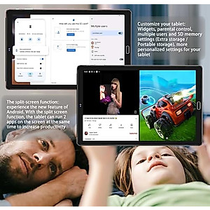 GOODTEL 2024 Newest Tablet 10-inch 10GB RAM 64GB ROM 1TB TF, Android 13, WiFi 5G/2.4G, Bluetooth 5.0, GMS, Widget, Split-Screen Function, AGPS, OTG, Type-C, 3.5mm AUX, 6000mAh, 8+5MP, Black