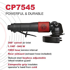 Chicago Pneumatic CP7545-B - Air Grinder Tool, Welder, Woodworking, Automotive Car Detailing, Stainless Steel Polisher, Heavy Duty, Right Angle Grinder, 4.5 Inch (115 mm), 1.13 HP/840W - 12000RPM