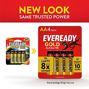 Eveready Gold Alkaline Batteries AA, 4-Count