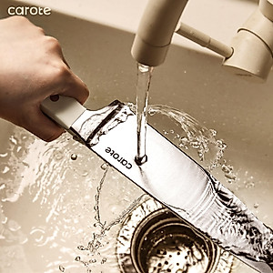 CAROTE 11PCS Knife Set with Block for kitchen, Stainless Steel Razor-Sharp Blade, Triple Riveted Ergonomic Handle,Essential Knife Set, Beige