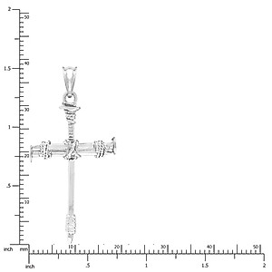 Honolulu Jewelry Company Sterling Silver Rope & Nail Cross Necklace Pendant with 18" Box Chain