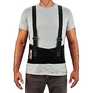 Ergodyne ProFlex 2000SF Back Support Brace, 8.5" Spandex, V-Shape Design and Patented Stays for Added Support, XL,Black