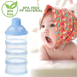 Accmor Formula Dispenser On The Go, 4 Compartments Stackable Formula Container for Travel, Baby Milk Powder Kids Snack Container, BPA Free ﻿