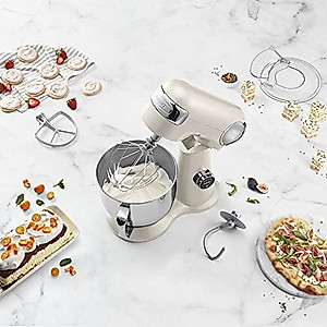 Cuisinart SMD-50CRM Precision Pro 5.5-Quart Digital Stand Mixer with 12-Speeds, 3 Preprogrammed Food Prep Settings, Mixing Bowl, Chef's Whisk, Flat Mixing Paddle, Dough Hook, and Splash Guard, Cream