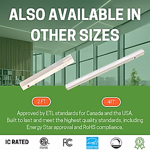 E2 Lighting 4ft LED Light Strip, 40W Linear with Emergency Battery, 3 CCT Tunable 3500K/4000K/5000K, Dimmable, Ideal for Warehouse Use-4 Pack