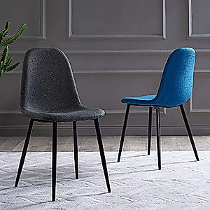 Versanora Minimalista Fabric Chair Seating with Black Finish for Kitchen Dining Living Room Reading Bedroom Office, Set of 2, 34 Inch Height, Dark Gray